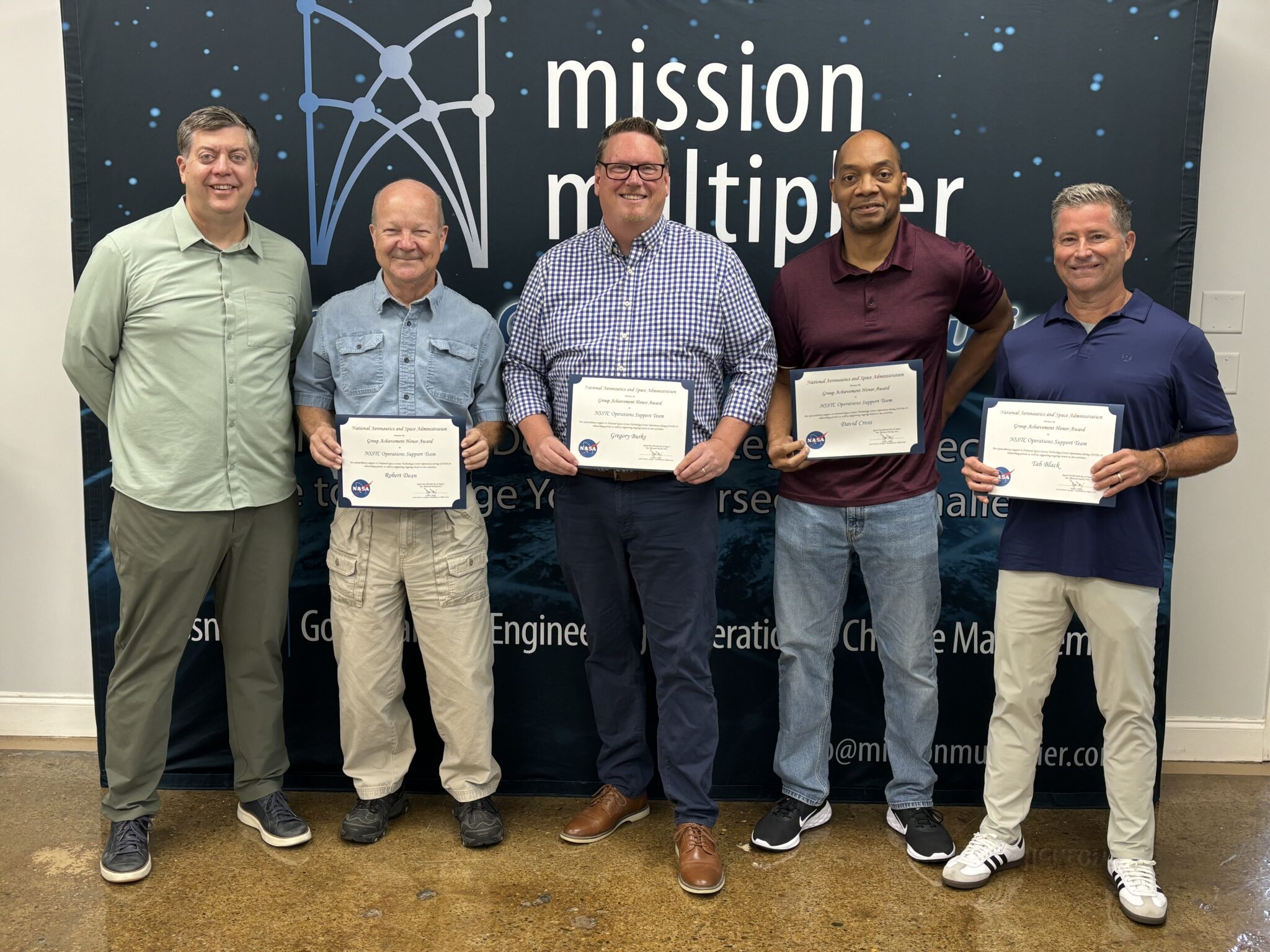 Mission Multiplier’s Team at NSSTC receives an Achievement Award at the ...